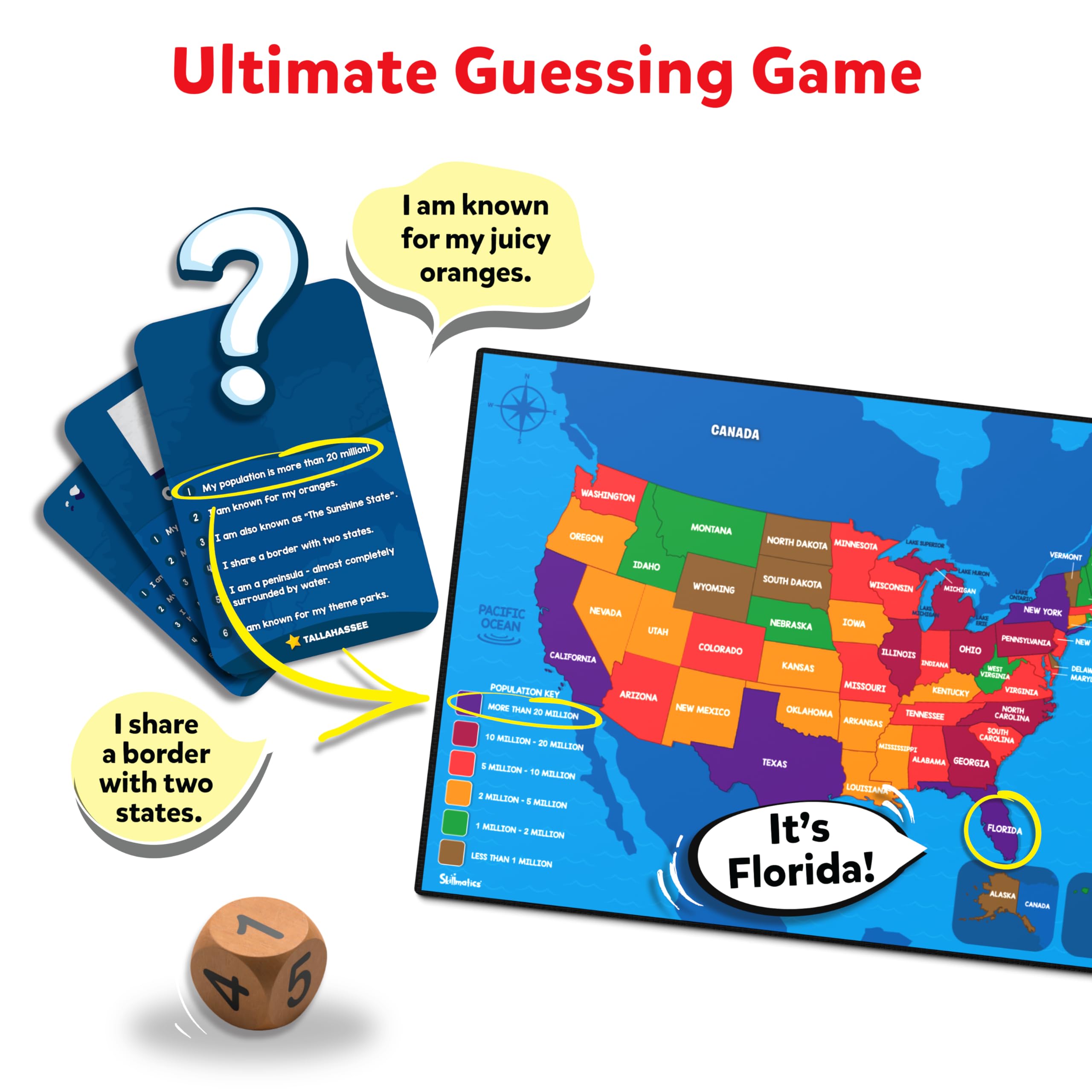 Skillmatics Board Game - Scout It Out 50 States, Guessing & Trivia Game for Families, Educational Toys, Card Games for Kids, Teens and Adults, Gifts for Boys and Girls Ages 7, 8, 9 and Up