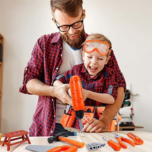 TOY Life Kids Tool Set for Boy Ages 4-6 with Kids Tool Belt, Toddler Tool Set, Tools for Kids, Kids Tool Box, Toy Tool Set with Drill, Kids Construction Toys, Kids Tape Measure, Kids Power Tool Kit