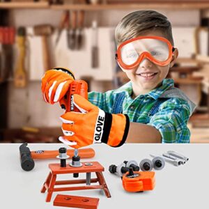 TOY Life Kids Tool Set for Boy Ages 4-6 with Kids Tool Belt, Toddler Tool Set, Tools for Kids, Kids Tool Box, Toy Tool Set with Drill, Kids Construction Toys, Kids Tape Measure, Kids Power Tool Kit