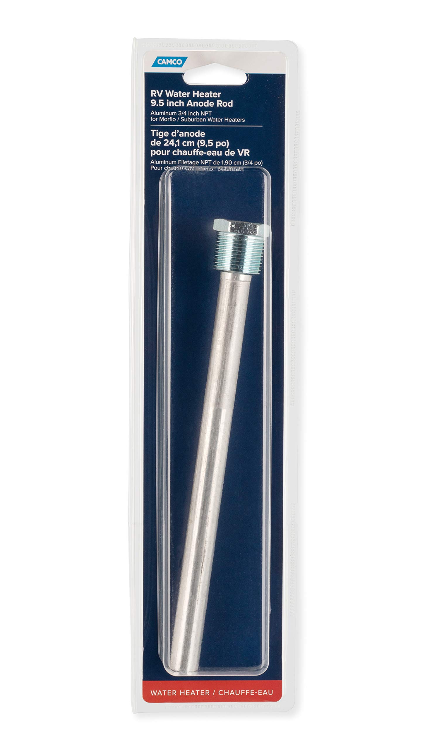 Camco Aluminum Anode Rod- Extends the Life of Water Heaters by Attracting Corrosive Elements, Tank Corrosion Protection (11563), Silver