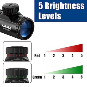 UUQ 3-9×40 Rifle Scope with Red/Green Illumination and Rangefinder Reticle - Includes Batteries, Fits 20mm Free Mounts, Waterproof and Fog-Proof,for Hunting,Airsoft and Pellet Guns