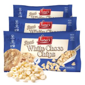 lieber’s real white chocolate chips, 9 oz – gluten free, vegan, kosher, non gmo, low calorie chocolate chips (9 oz pack of 3)