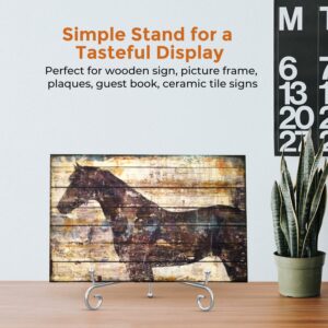 TR-LIFE Plate Stands for Display - 10 Inch Plate Holder Display Stand + Metal Easel Stand for Picture Frame, Decorative Plates, Photo, Book, Collectibles (Silver 2 Pack)