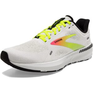 brooks men’s launch gts 9 supportive running shoe - white/pink/nightlife - 11