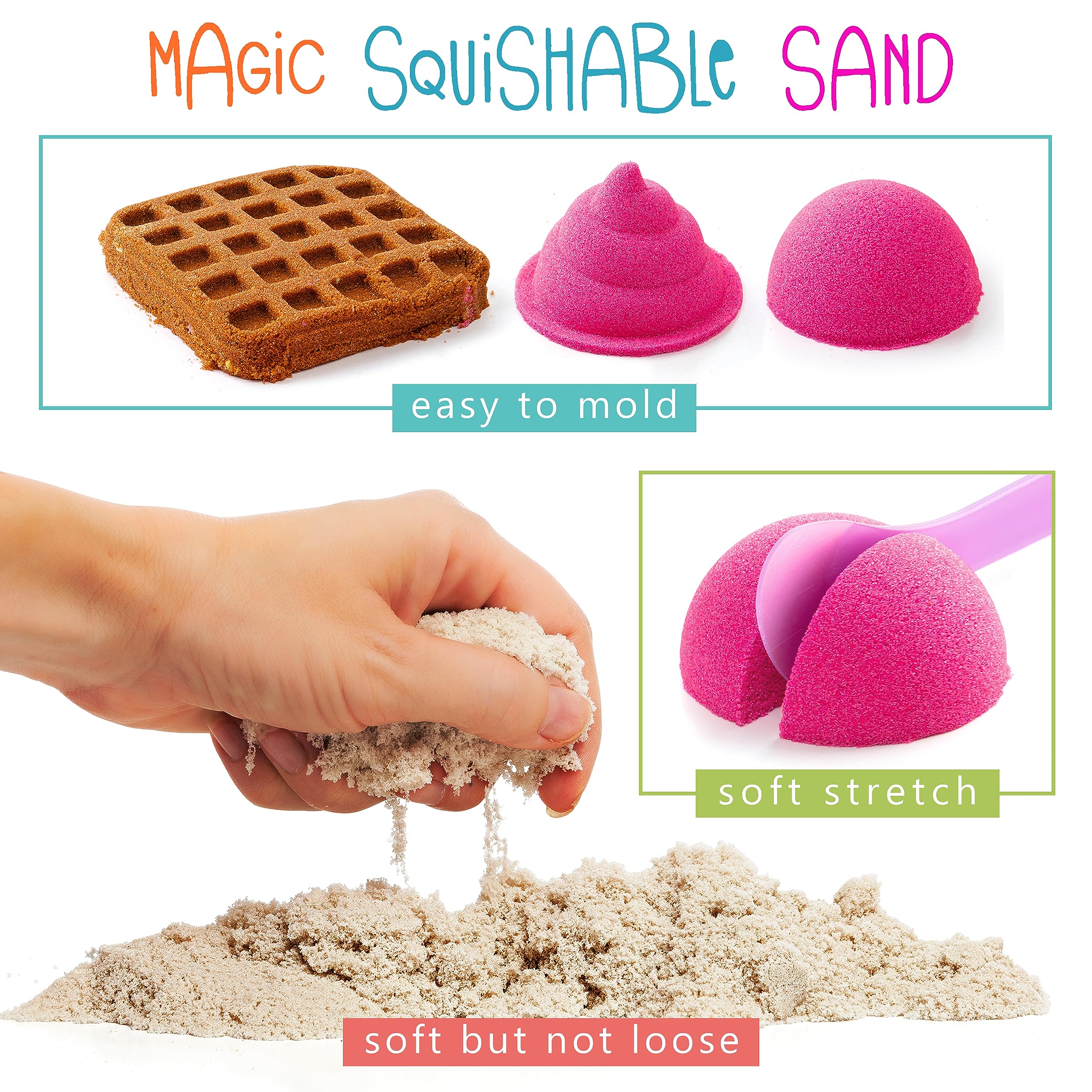 Kipipol Sensory bin - 29 pcs Ice Cream Toy Shop Play Sand Kit with 9 Ice Cream Sand Toys, 1.7 LB Moon Sand for Kids, Sandbox with A Lid - Pretend Play Sensory Toys for Girls and Boys age 3-5 and Up