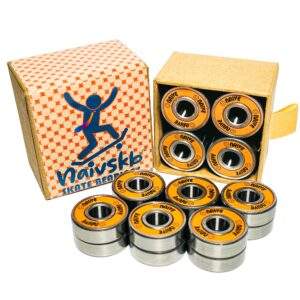 naivskb skate bearings 8mm 16 pack, precision 608 bearings quad inline speed roller skate derby skateboard longboard(vintage orange)