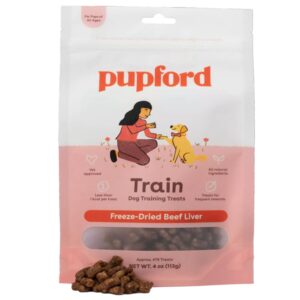 pupford freeze dried training treats for dogs & puppies, 475+ three ingredient bites (beef liver, 4 oz)