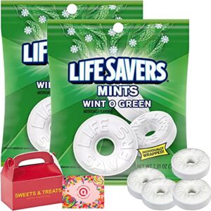 life savers hard candy breath mints & refreshing taste | flavored individually wrapped lifesaver (wint-o-green - 2 bags wintergreen)