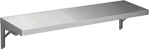 express kitchquip 12" x 48" stainless steel folding wall shelf - food truck, kitchen, restaurant, laundy, garage and utility room