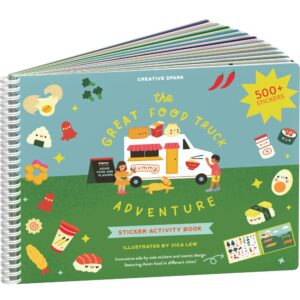 food truck sticker + coloring book (500+ stickers & 12 scenes) by cupkin - side by side sticker adventure time activity books for kids ages 4-8 - the adventure book for older boys & girls ages 8-10