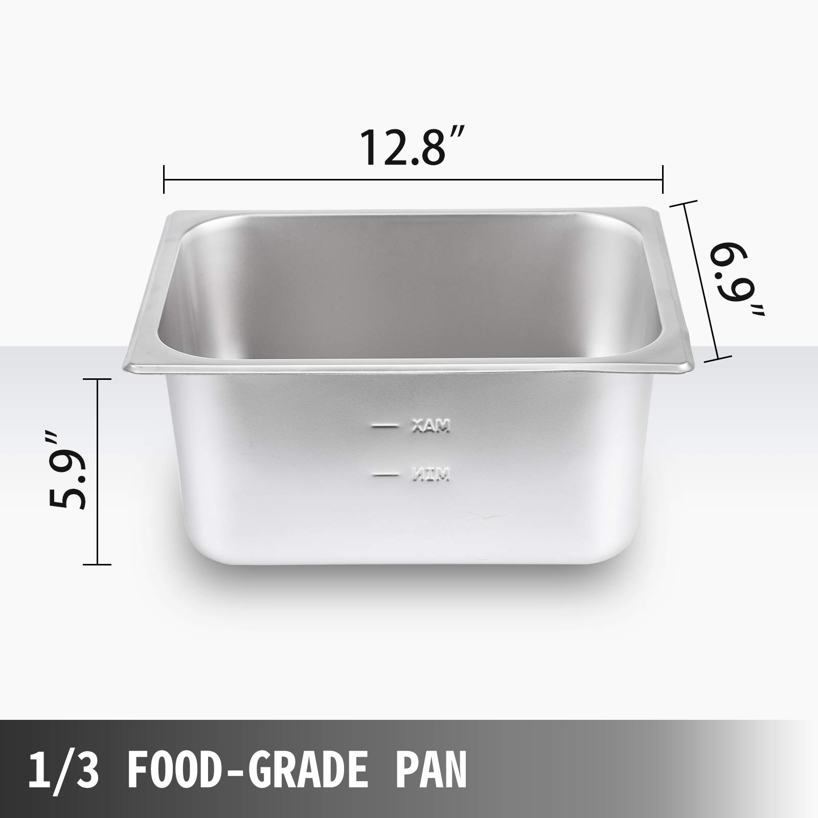 VEVOR 110V Bain Marie Food Warmer 12 Pan x 1/3 GN, Food Grade Stainelss Steel Commercial Food Steam Table 6-Inch Deep, 1800W Electric Countertop Food Warmer 96 Quart with Tempered Glass Shield