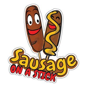 signmission sausage on a stick concession stand food truck sticker, decal size: 8"