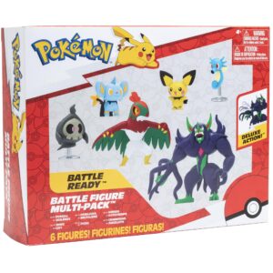 Pokémon Figure Battle Ready Set with 4.5" Deluxe Action Grimmsnarl, 6 Pieces - Includes 2" Pichu, Duskull, Shinx, Hawlucha & Horsea - Officially Licensed - Gift for Kids, Boys, Girls & Fans of Pokemon