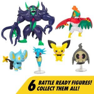 Pokémon Figure Battle Ready Set with 4.5" Deluxe Action Grimmsnarl, 6 Pieces - Includes 2" Pichu, Duskull, Shinx, Hawlucha & Horsea - Officially Licensed - Gift for Kids, Boys, Girls & Fans of Pokemon