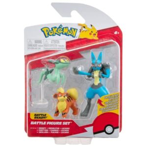 pokémon pkw2677 battle figure set-comes with growlithe, dreepy and lucario