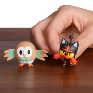 Pokémon 95002 2" Battle Action Figure Includes 2" Rowlet and 2" Litten (Pack of 2)