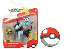 pokemon clip n go battle feature figure multi-pack action ready pack plus sticker (axew luxio and piplup)