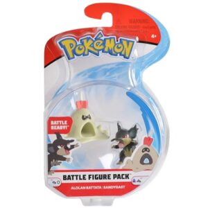 pokémon 95003 2" battle action figure includes 2" alolan rattata and 2" sandygast (pack of 2)