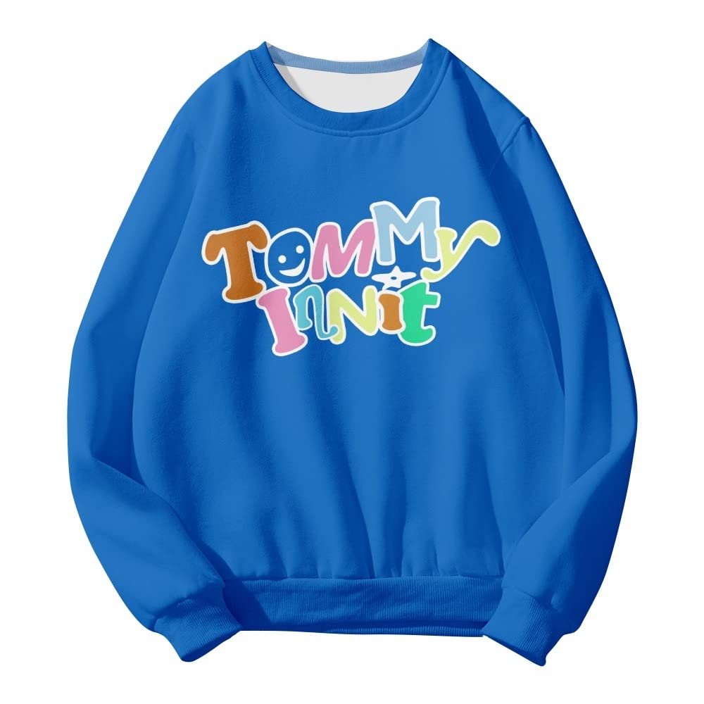 MARLLEGEBEE TommyInnit Sweatshirt Dream Team SMP Merch Round Neck Long Sleeve Women Men Blue Sweater Couple Clothes (WP07906A01,XXL)