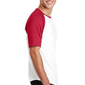 Sport Tek Short Sleeve Colorblock Raglan T-Shirt. T201 White/Red S