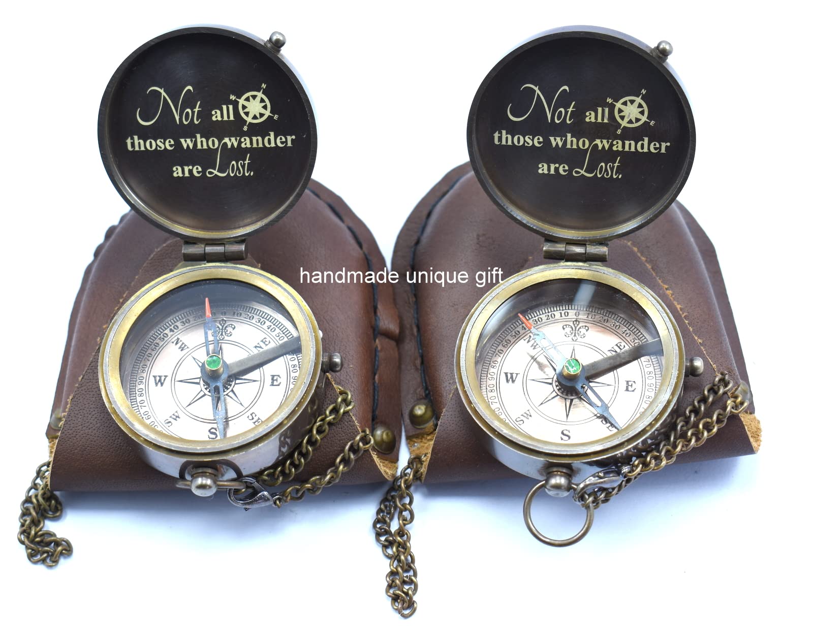 Handmade unique gift Your Tommy Your Tubbo Dual Compass Gift Set | 2 Brass Compasses Engraved with Special Quote | Great Gamer Gift - MCYT, Dream SMP, TommyInnit Fanart brown