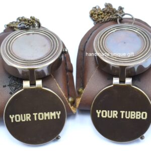 Handmade unique gift Your Tommy Your Tubbo Dual Compass Gift Set | 2 Brass Compasses Engraved with Special Quote | Great Gamer Gift - MCYT, Dream SMP, TommyInnit Fanart brown