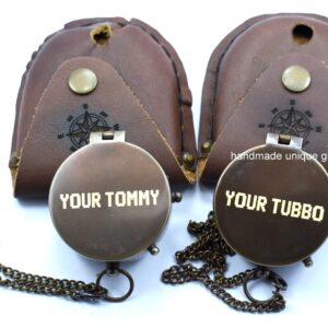 Handmade unique gift Your Tommy Your Tubbo Dual Compass Gift Set | 2 Brass Compasses Engraved with Special Quote | Great Gamer Gift - MCYT, Dream SMP, TommyInnit Fanart brown