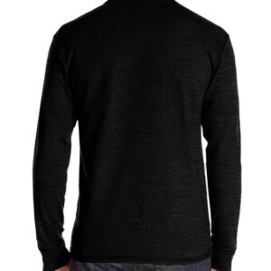 Fashion Mens Henley Shirts Classic Long Sleeve Basic Button Cotton T-Shirt with Pocket Black