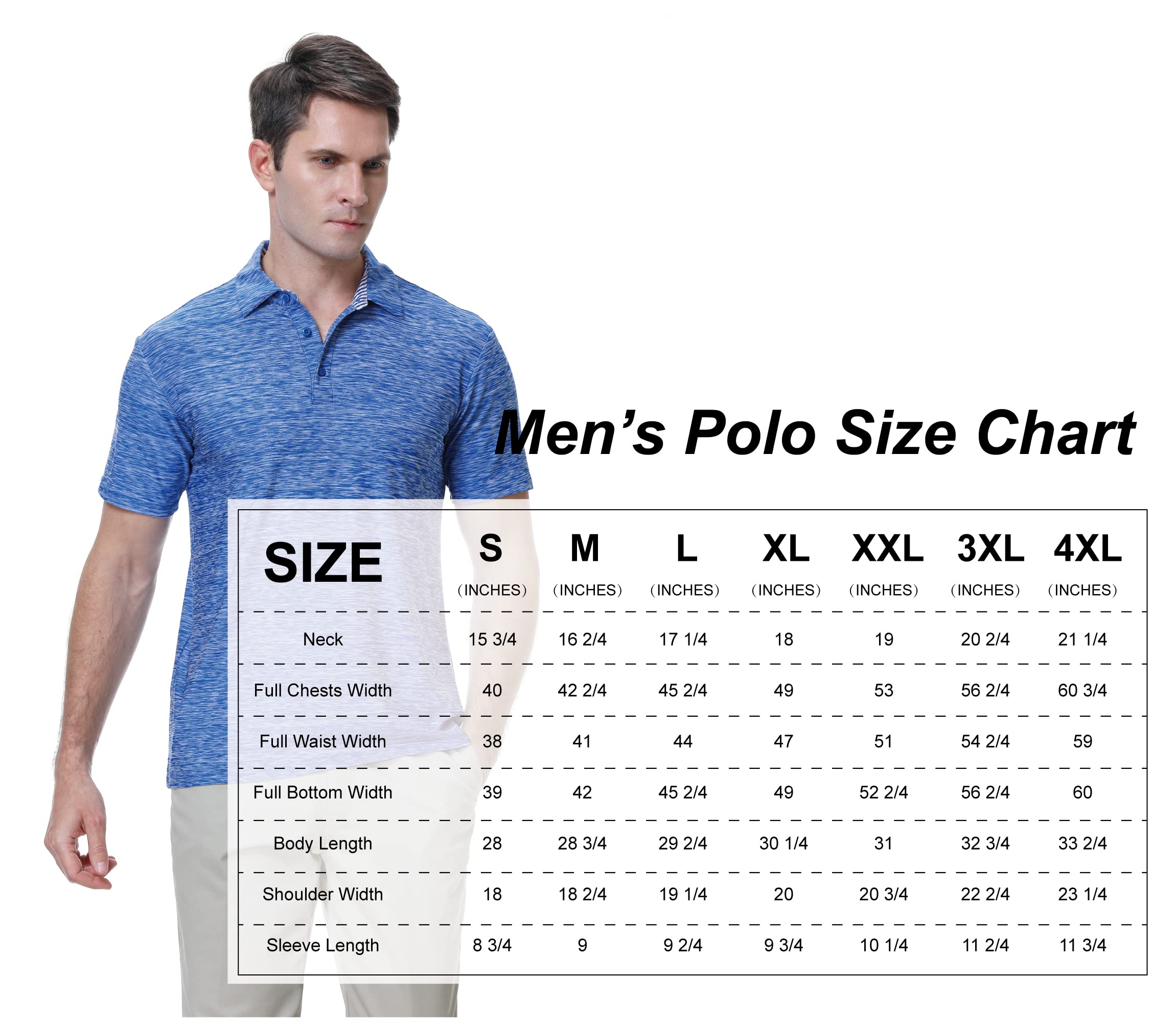 SAMERM Mens Golf Shirt Moisture Wicking Quick Dry Short Sleeve Casual Golf Polo Shirts for Men(Blue L)