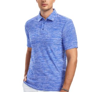 SAMERM Mens Golf Shirt Moisture Wicking Quick Dry Short Sleeve Casual Golf Polo Shirts for Men(Blue L)