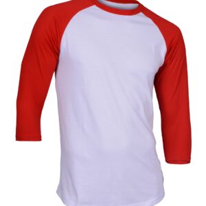 DREAM USA Men's Casual 3/4 Sleeve Baseball Tshirt Raglan Jersey Shirt White/Red Medium