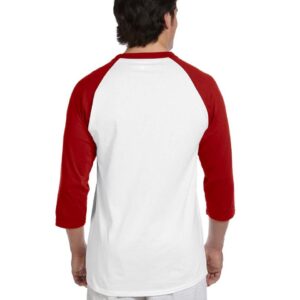 Champion Men's Raglan Baseball T-Shirt, White/Scarlet, X-Large