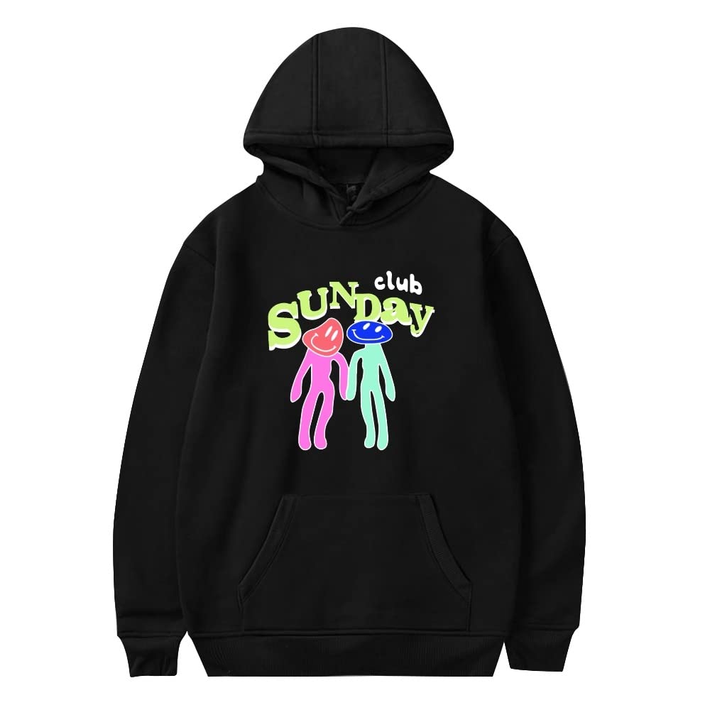 MARLLEGEBEE TommyInnit Sunday Club Merch Hoodie Long Sleeve Woman Man Sweatshirt Couple Clothes (black-WP08595,L)