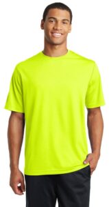 sport-tek mens posicharge racermesh tee, medium, neon yellow