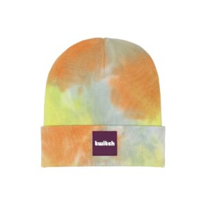 twitch beanie - orange/green tie dye