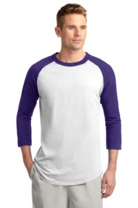 sport-tek mens colorblock raglan jersey, 3xl, white/purple