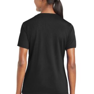 SPORT-TEK Ladies PosiCharge RacerMesh V-Neck Tee. LST340, Black, Large