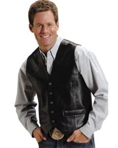 roper men's lamb leather vest black x-large us