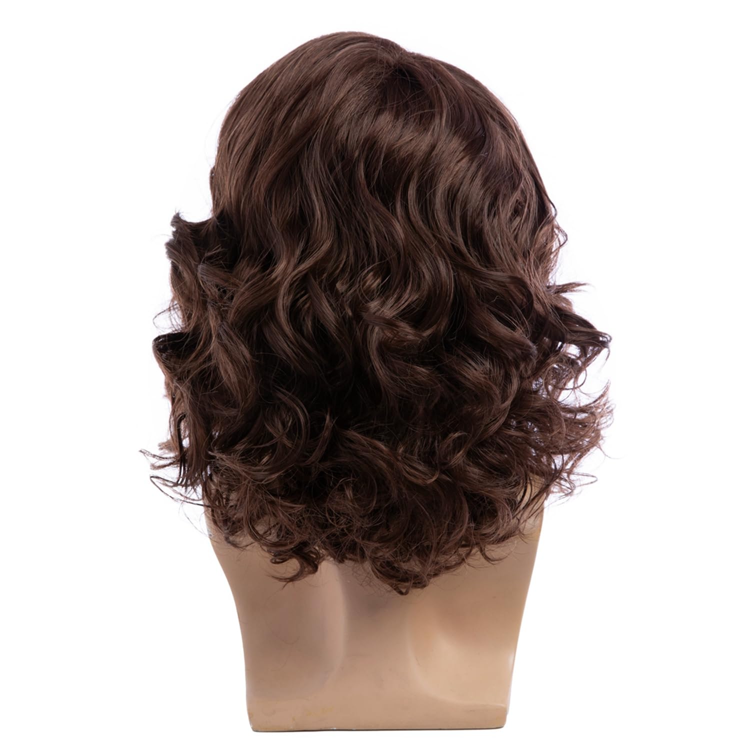 Beweig Mens Brown Wig Long Wavy Brown Male Wig Shoulder Length Side Part Unisex Wig Heat Resistant Synthetic Hair Cosplay Party Costume Wig