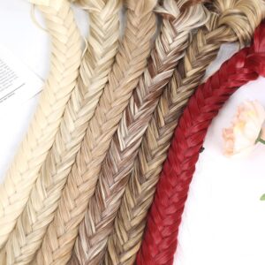 TBOAD Braided Ponytail for Women, 24 inch Long Braid Ponytail Extension, Drawstring Ponytail Clip In Hair Extension (Light Ash Brown Bleach Blonde)