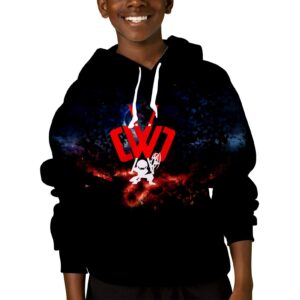 Youth 3D Print Hoodie Sweatshirt Pullover Video Game Boys and Girls CWC Gamer Flame Drawstring Chad Wild Clay Novelty Hoodies Black