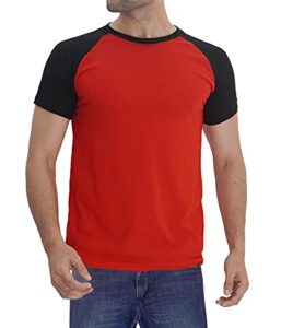 decrum disc black and red raglan shirt soft cotton jersey - short sleeve baseball shirts for men [40011022] | red&blk shs, s