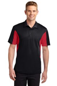 sport-tek side blocked micropique sport-wick polo f20 black/true red