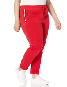 tommy hilfiger women's plus everyday soft comfortable joggers, scarlet