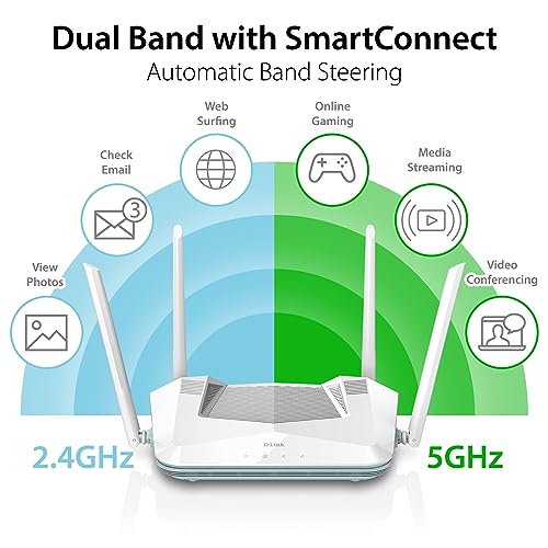 D-Link Eagle Pro Ai WiFi 6 Smart Internet Router (AX3200) - Optimized for Gaming & Streaming, Compatible with Alexa and Google, AX3200 (R32)