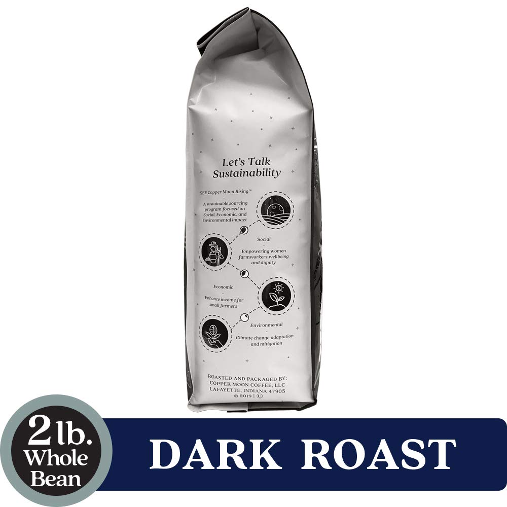 Copper Moon Dark Roast Whole Bean Coffee, Dark Sky Blend, 2 Lb