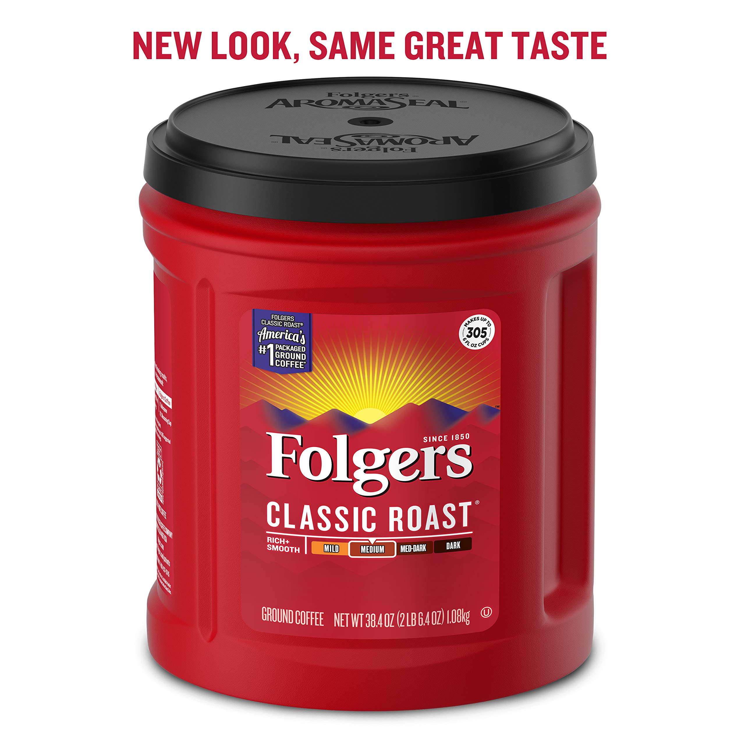 Folgers Classic Roast Medium Roast Ground Coffee, 38.4 Ounces