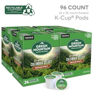 Green Mountain Coffee Roasters Colombia Select Coffee, Keurig Single-Serve K-Cup Pods, Medium Roast Coffee, 96 Count (4 Packs of 24)