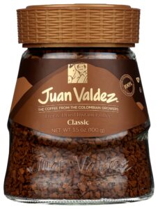 juan valdez freeze dried instant colombian coffee, 3.5 oz jar, advanced freeze-drying technique to preserve flavor and aroma, 100% colombian coffee, kosher, pack of 1