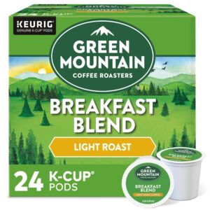 green mountain coffee roasters breakfast blend, single-serve keurig k-cup pods, light roast coffee, 24 count